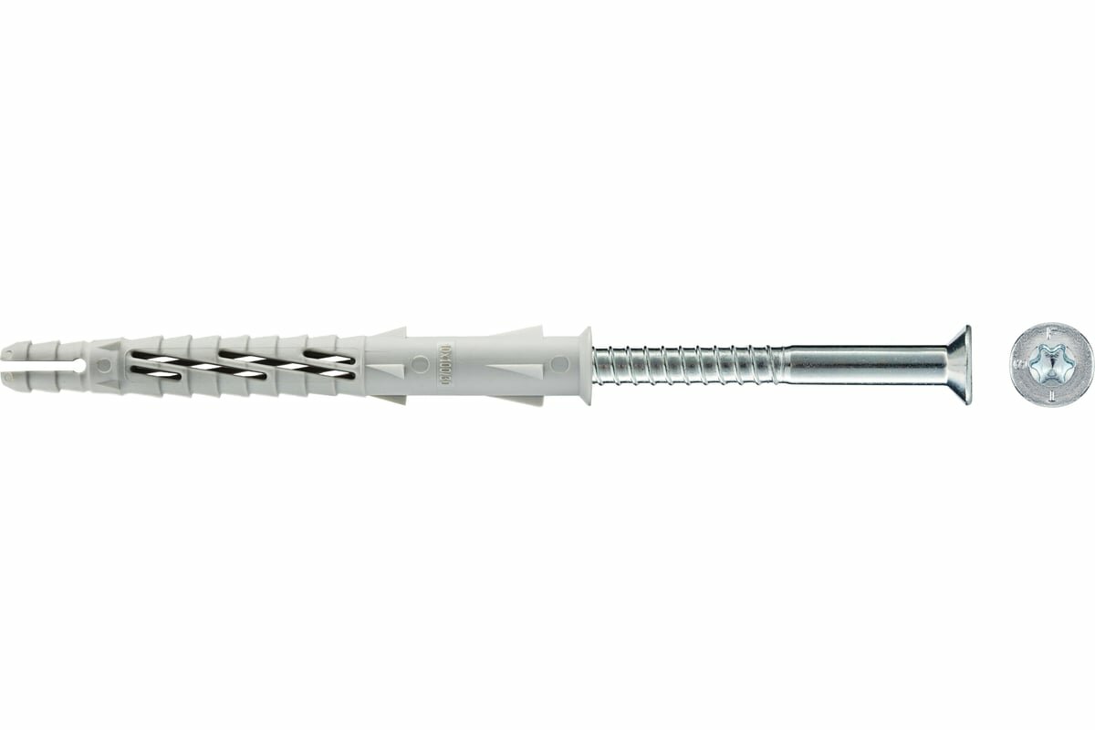 Фасадный дюбель Tecfi 10x100 с шурупом потайной головкой, шлиц TORX, материал пластик/металл, 4 шт