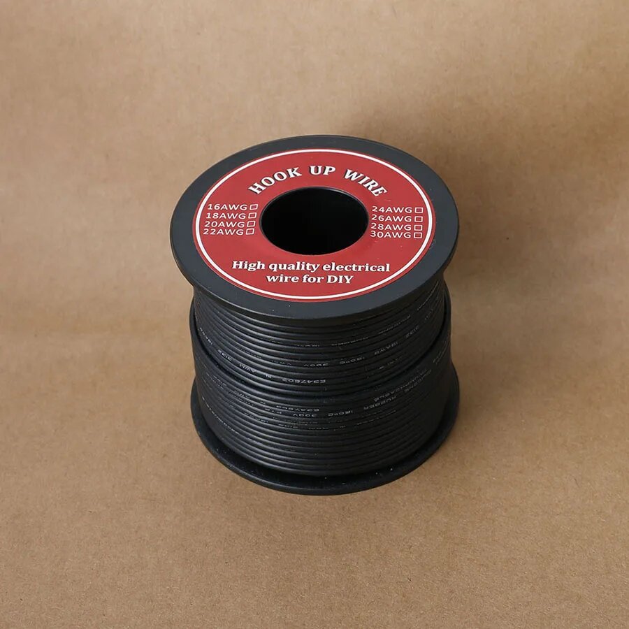 Силиконовый провод Currentman 26/24/22/18 awg, 6 цветов 26 АВГ, черный, 50 м