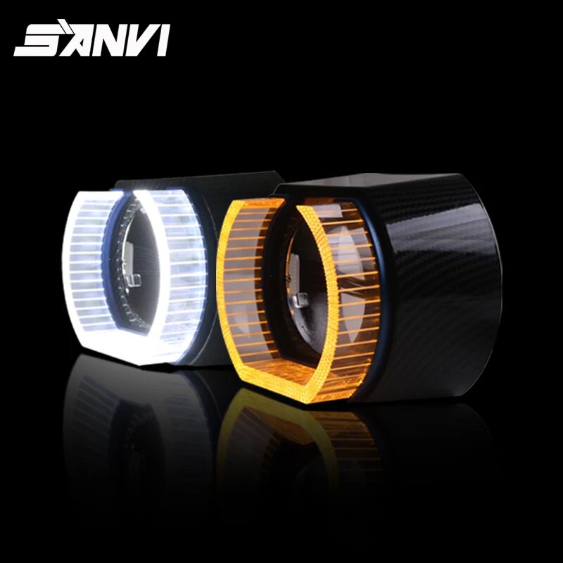 SANVI 2 шт. 3,0 дюйма матричный ангельские глазки 110 мм белый желтый кожух для Hella 3R G5 BI светодиодные линзы проектора DRL автомобильные аксессуары