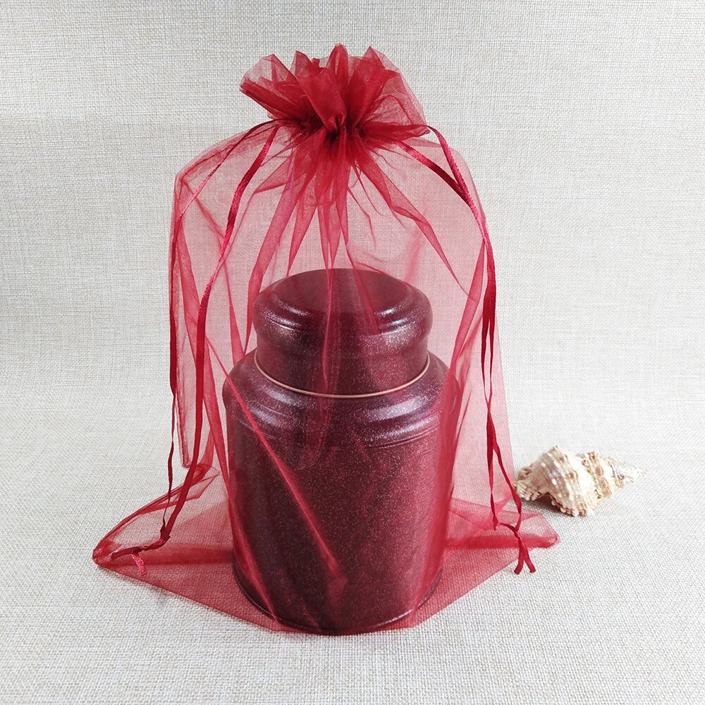 50 шт. Подарочные пакеты из органзы ruiday Бордовый, 25x35cm-50pcs, Wine red