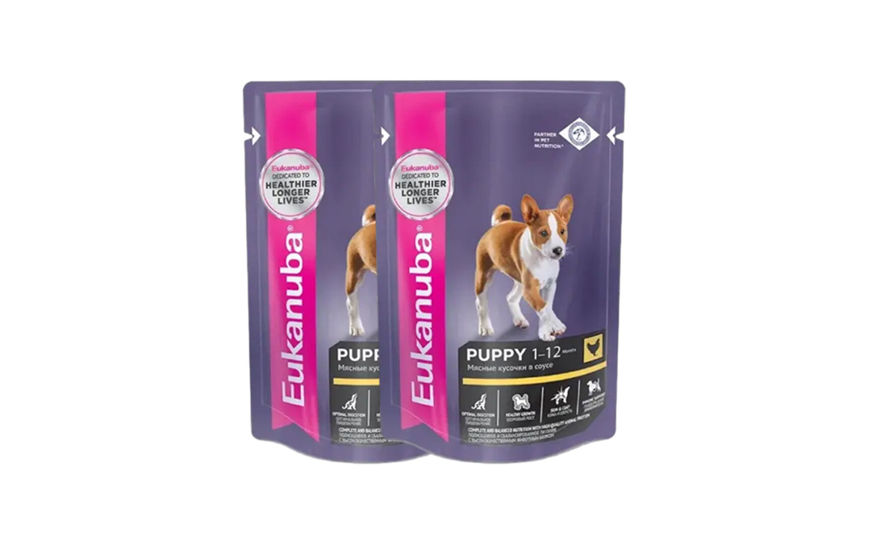 Влажный корм Eukanuba Dog Puppy для щенков с курицей в соусе в паучах - 85 г х 2 шт.