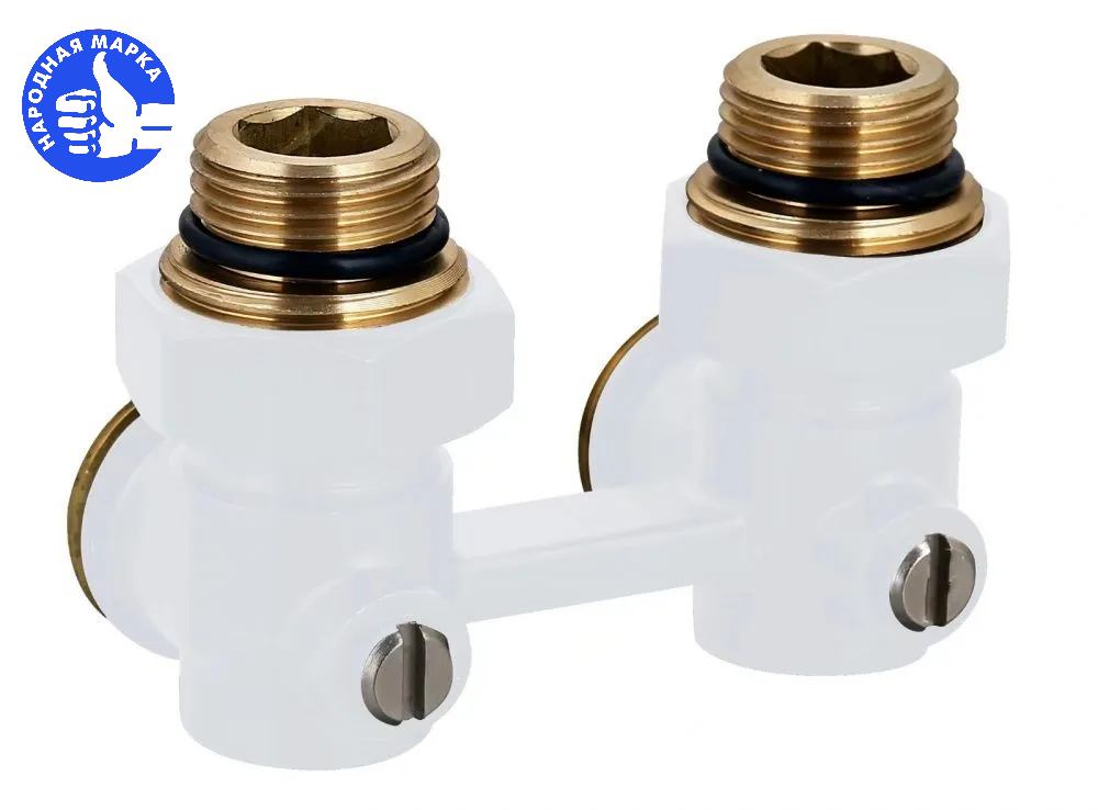 Угловой узел нижнего подключения радиатора TIM 3/4 дюйма, белый