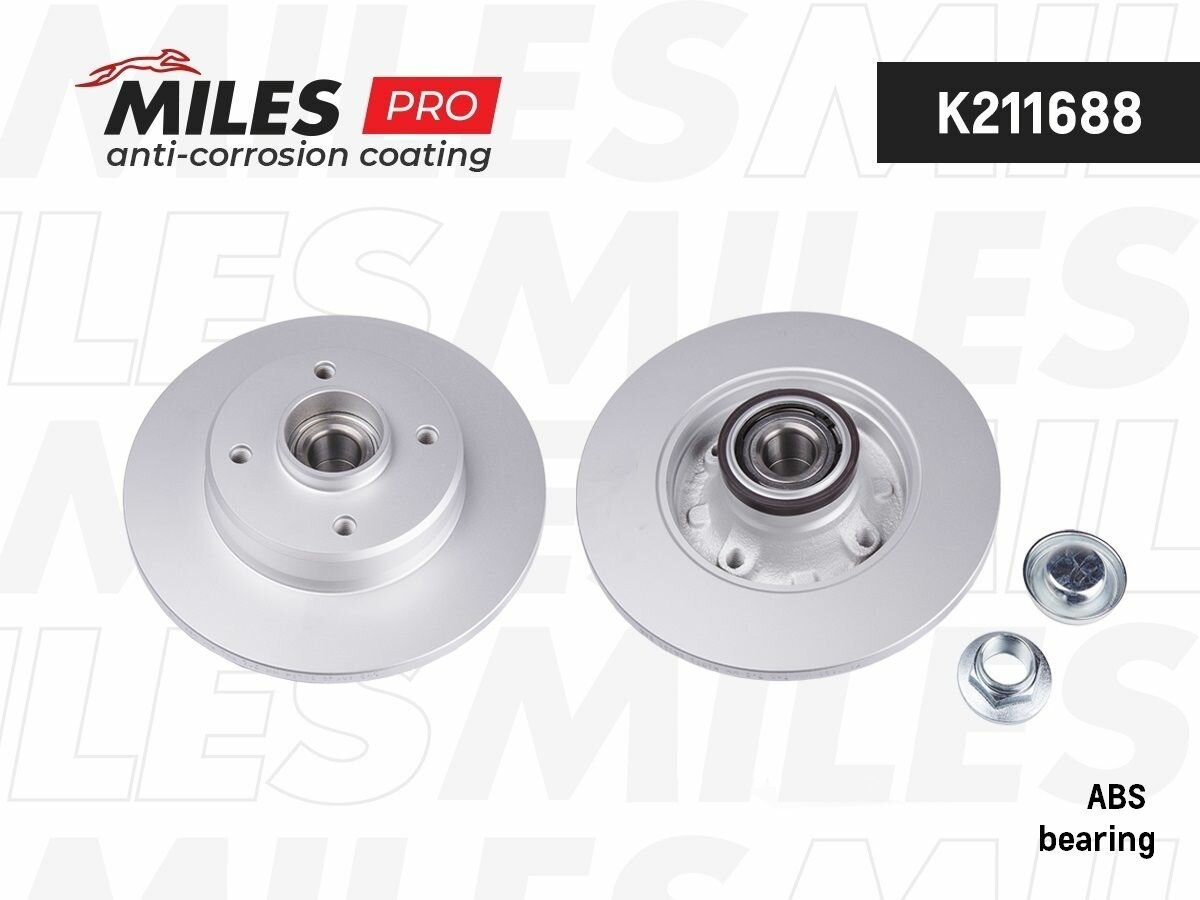 MILES Диск тормозной CITROEN С3/ C4/ PEUGEOT 207/ 307 задний с подш.
