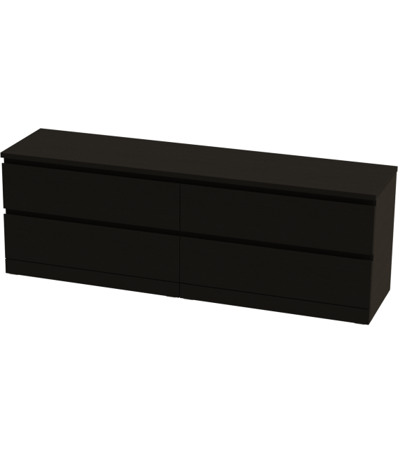 Комод Варма 4Д низкий с четырьмя выдвижными ящиками, ДСП, шпон ясень, черный S00272