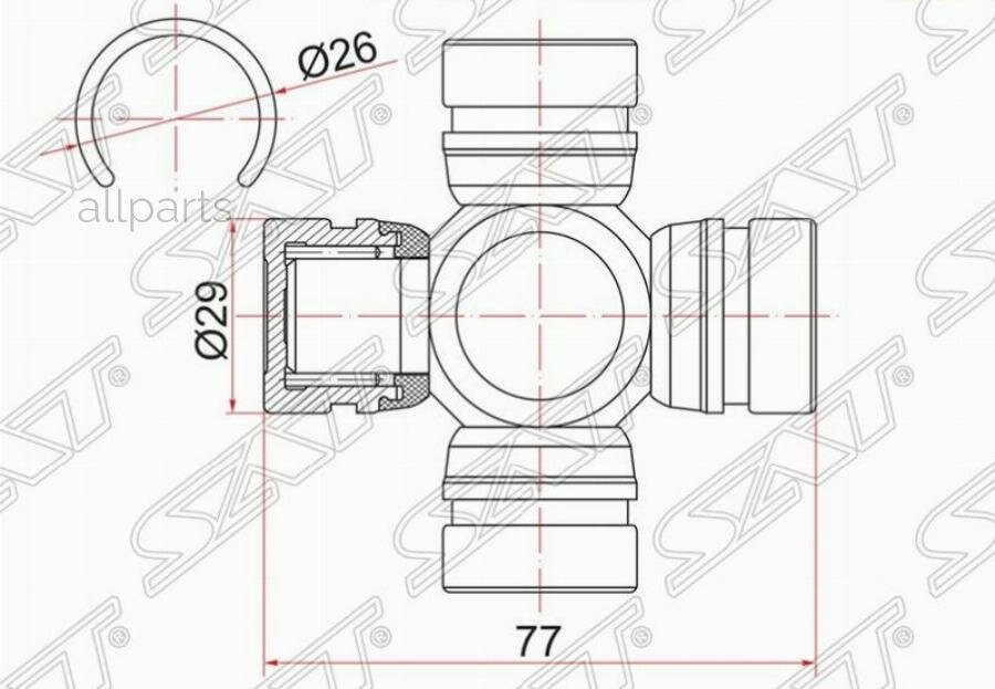 SAT ST-04371-60051 Крестовина кардана FR TY LCR UZJ100/HDJ100 ATM, Dyna LY2##