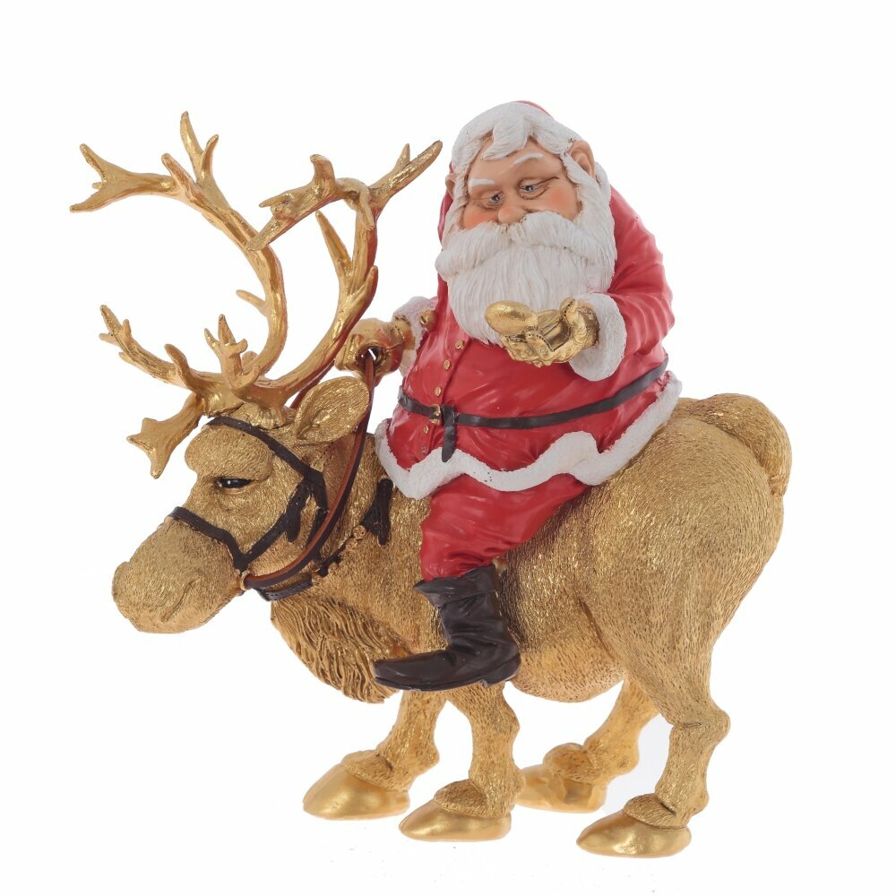 Фигурка Дед Мороз на олене, 22х15х24 см KSM-813146