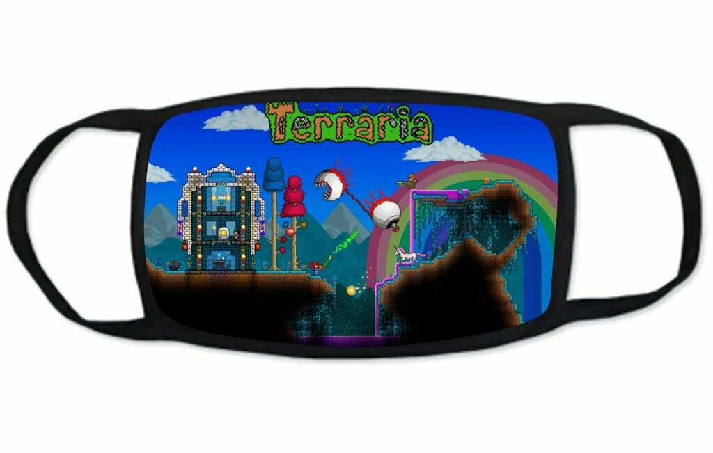 Маска защитная тканевая на лицо Terraria, Террария №2, Детская - 18 на 10 см