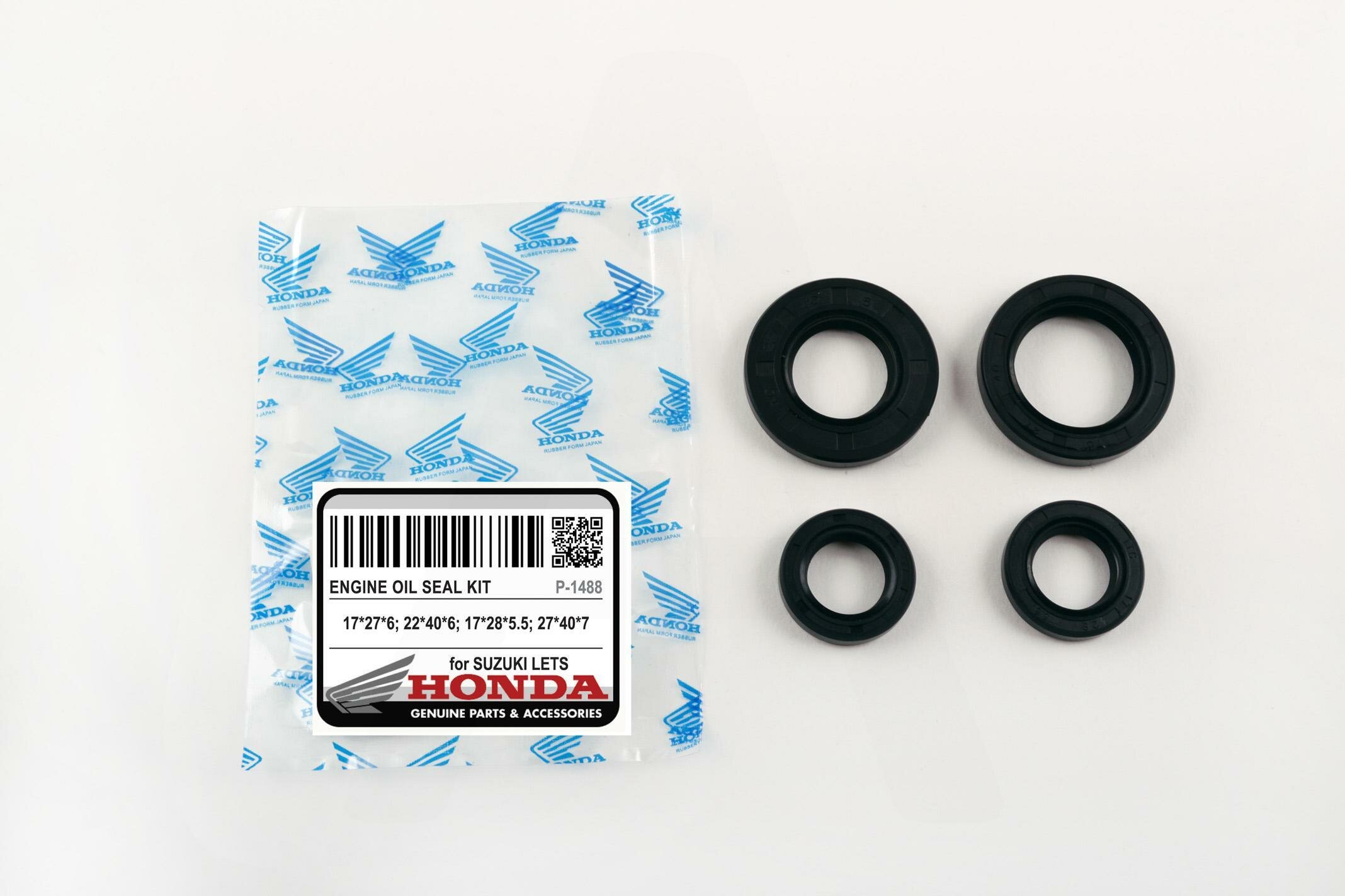 Сальники (набор) Suzuki LET'S 4шт (17*27*6, 22*40*6, 17*28*5.5, 27*40*7) "HND"