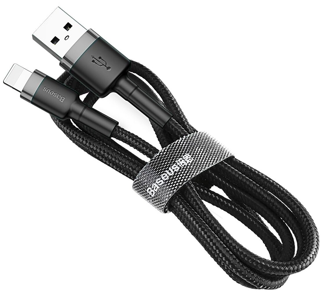 Кабель Baseus Cafule USB - Lightning (CALKLF-BG1) 1м, 2.4A черный/серый