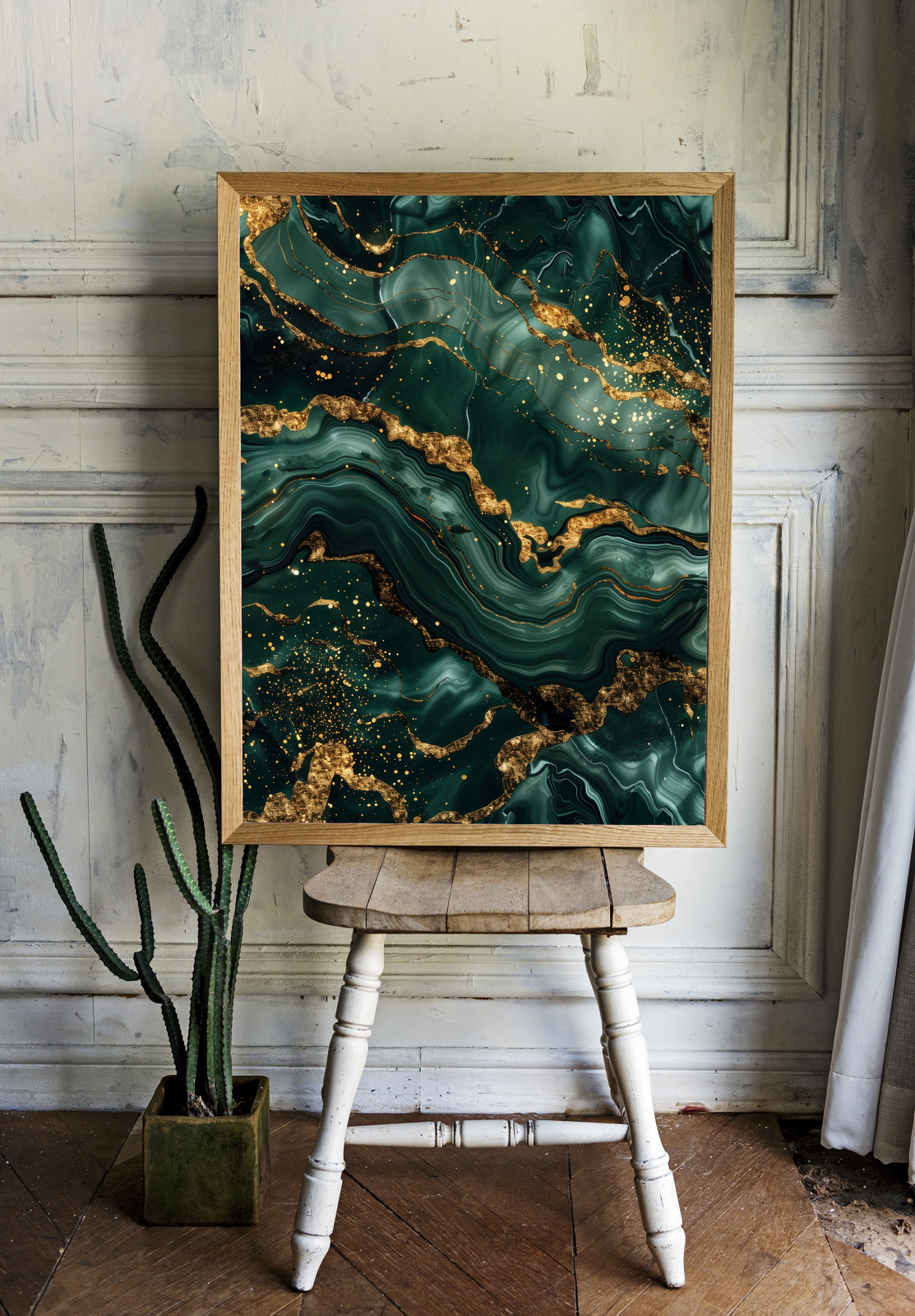 Постер "Изумрудная мраморная текстура" 40x50 см в подарочном тубусе