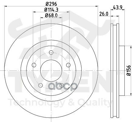 Тормозной диск TYREN TYR1011711 Nissan Tiida, Nissan X-Trail