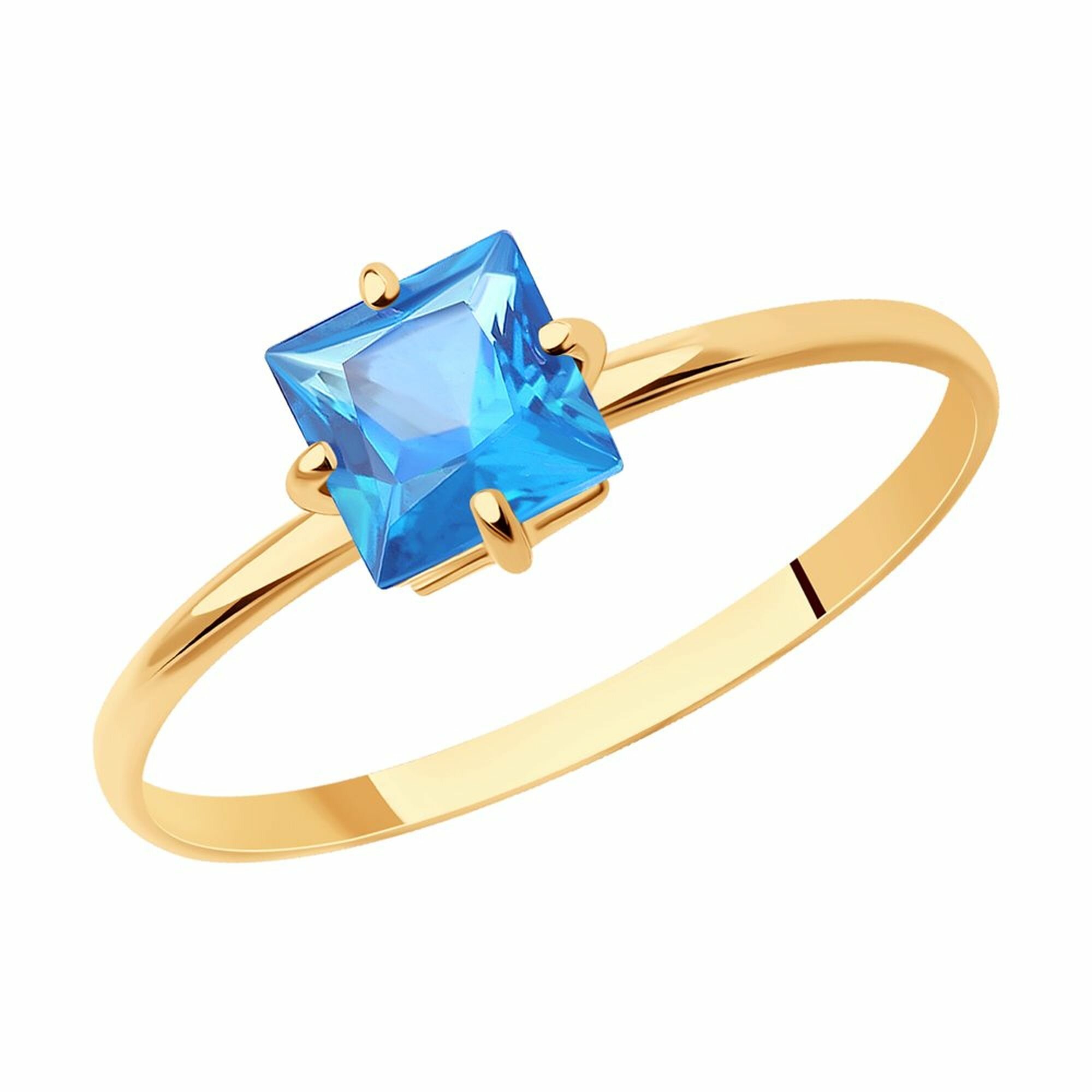 Кольцо, красное золото, 585 проба, топаз Swarovski