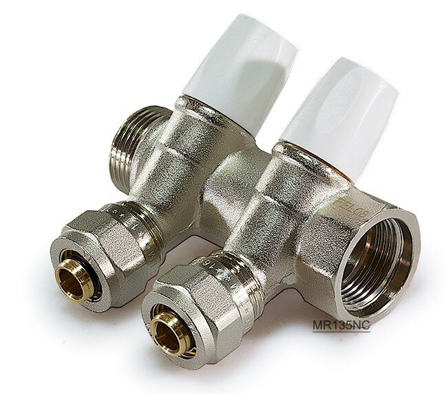 Коллектор регулирующий с кран-буксами под 45° 3/4"г/ш х 16 - 2 вых.