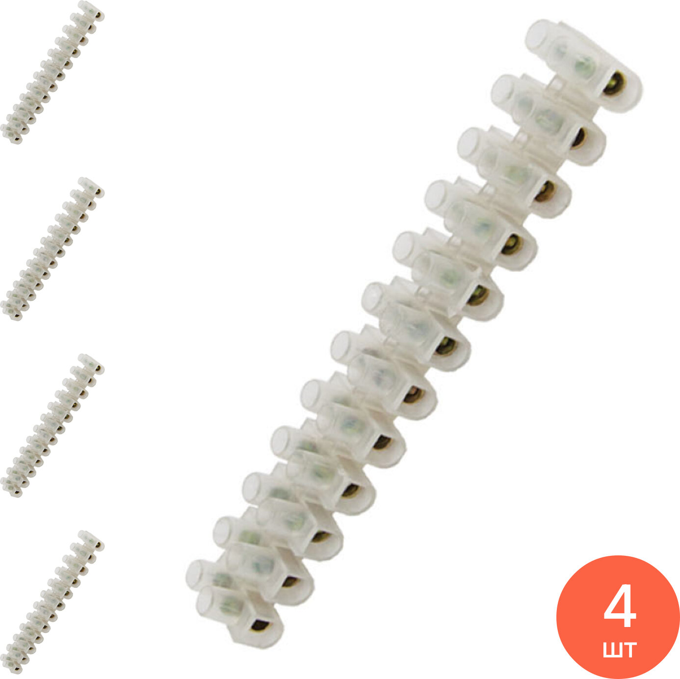 Клеммная колодка TDM Electric / ТДМ Электрик ЗВИ 10 винтовая в корпусе из полиэтилена, белая 12 полюсов, сечение 1.5-6мм2, 10А, 400В / электрика (комплект из 4 шт)