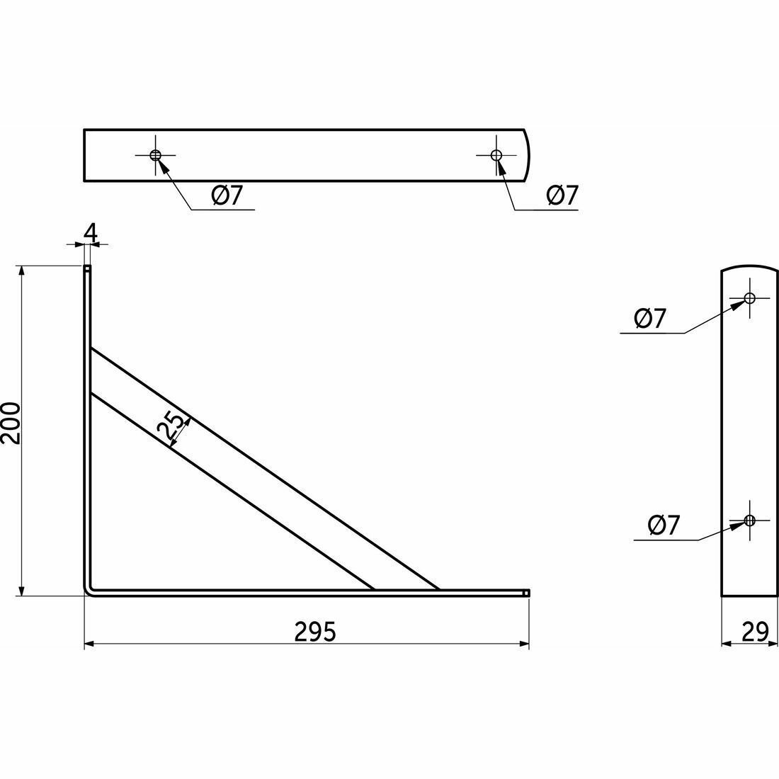 Полкодержатель LINE 300x200x30x4, черный