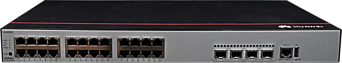 Коммутатор Huawei S5735-L24T4X-A1, 24 x 10/100/1000BASE-T ports, 4 x 10GE SFP+ ports, 43.6 x 442 x 220 мм, черный