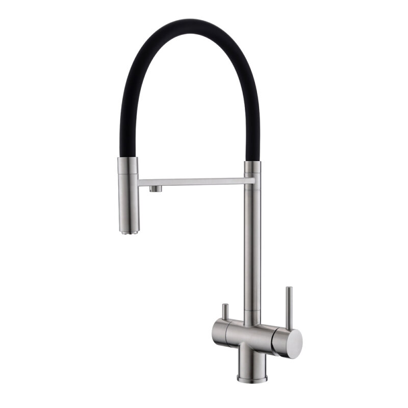 Смеситель для кухни с гибким изливом и подключением фильтра WesnaArt (Весна Арт) EKO05-160, сатин