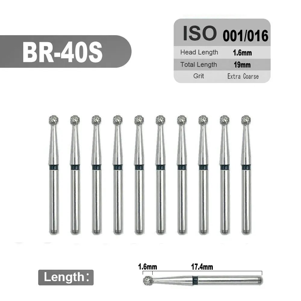 Стоматологические боры HussanDental BR-40S, FG 1,6 мм, 10 шт.