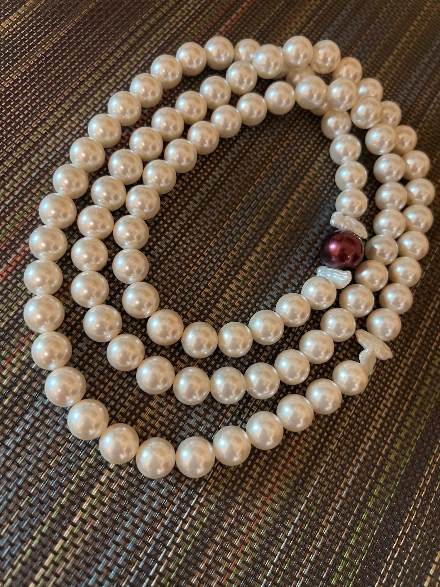 Бусы, жемчуг Swarovski синтетический, жемчуг барочный