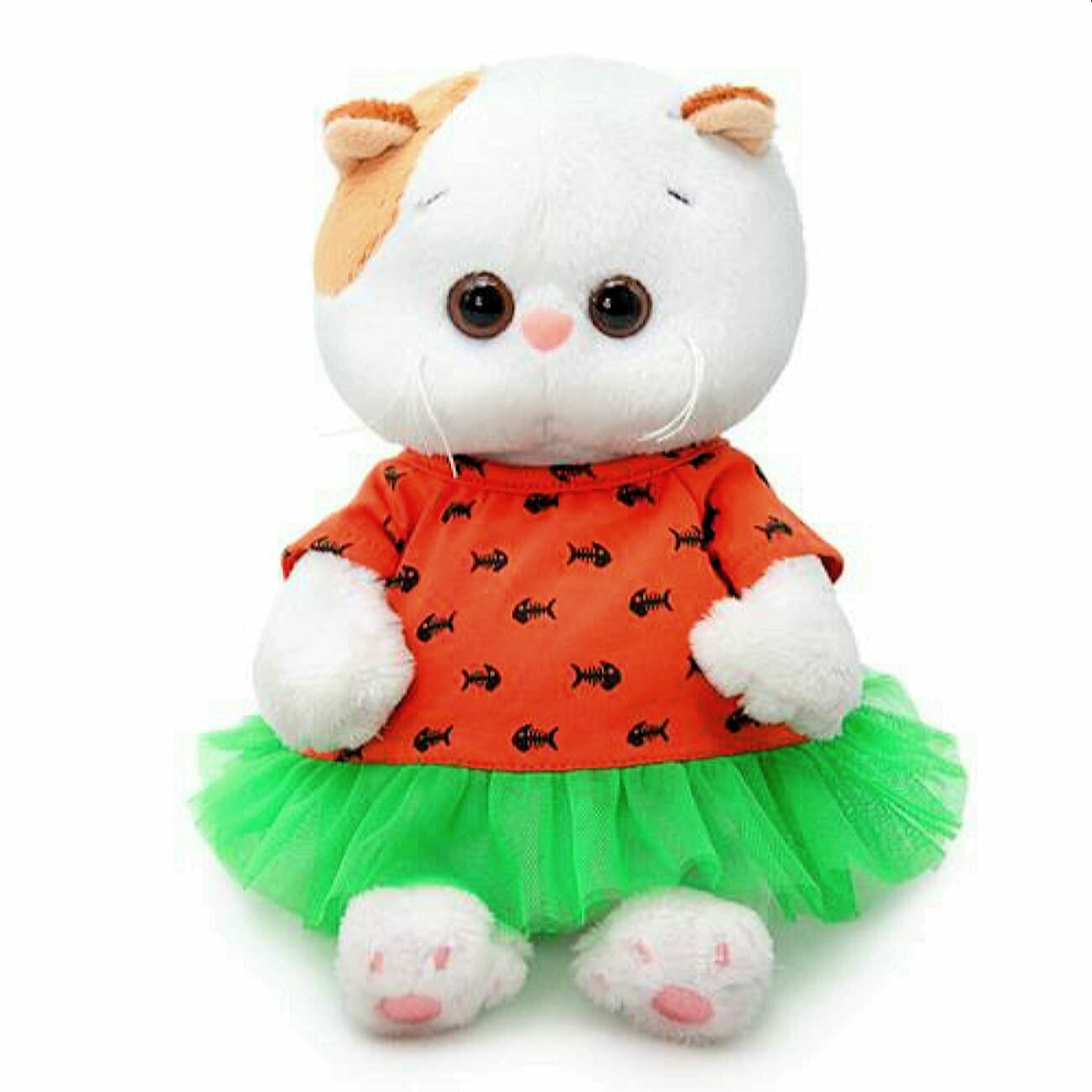 Budi Basa Мягкая Игрушка Кошечка Ли-Ли BABY в платье с рыбками (20см, в подарочной коробке) LB-129