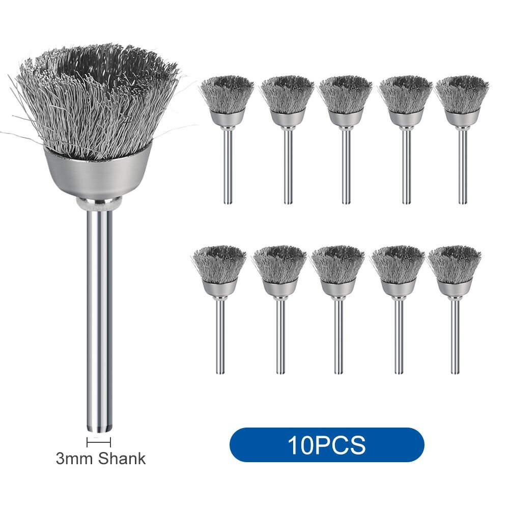 Набор щеток XCAN для дрели, корщетки стальные, хвостовик 3мм, 10 шт.