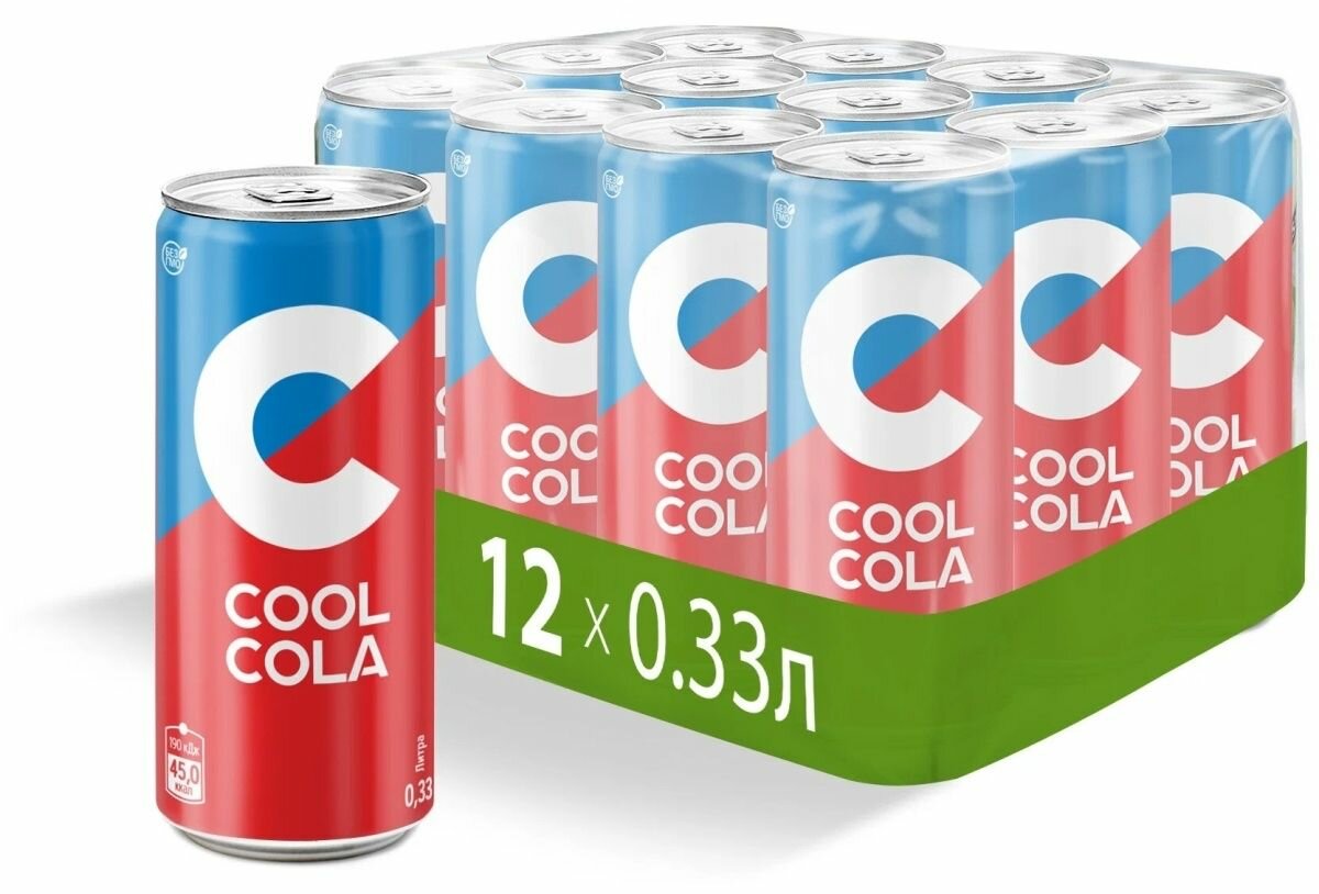 Газированный напиток Очаково Cool Cola (Кул Кола) , 12 штук по 0,33 л