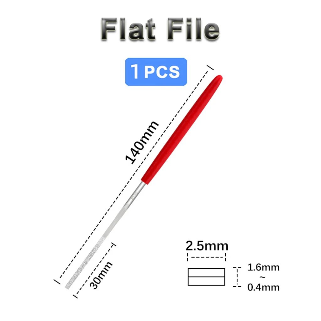 Алмазные напильники 3*140 мм, набор из 3 шт, для шлифовки Granularity 200, Flat 2.5mm