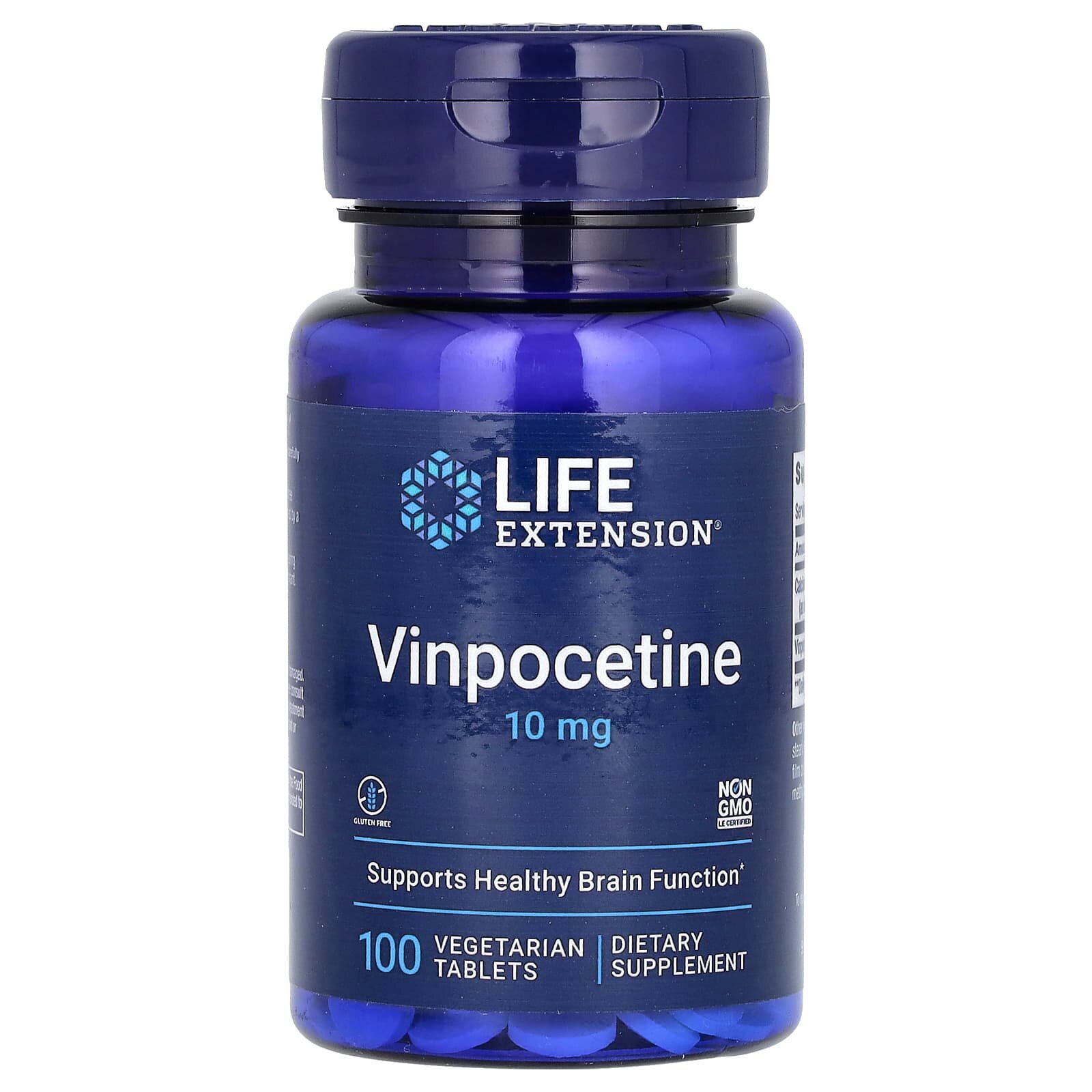 Life Extension Vinpocetine, 10 мг, 100 капсул, для поддержания памяти и когнитивных способностей