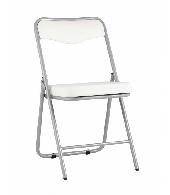Складной стул Дорно экокожа белый каркас металлик