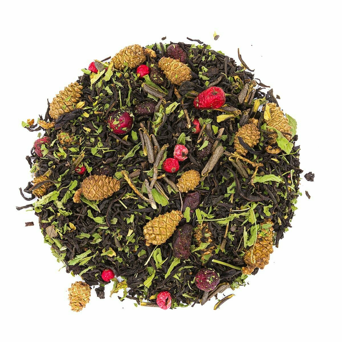 Черный чай "Сосновый лес" / Индийский Ассам с сосновой шишкой и мятой, листовой чай для заваривания