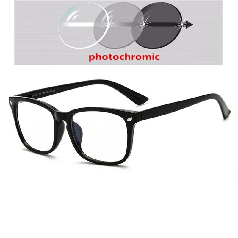 Компьютерные очки GSBJXZ белые для коррекции зрения Photochromic Lens, Черный, Myopia 75