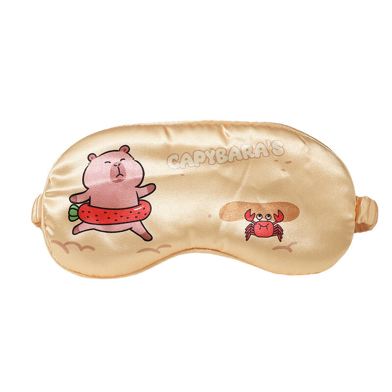 Милая маска для сна с изображением капибары, мягкая антишелковая маска для сна с забавным дизайном медведя и краба, светоблокирующая маска для сна и путешествий, регулируемая повязка на глаза для детей и взрослых