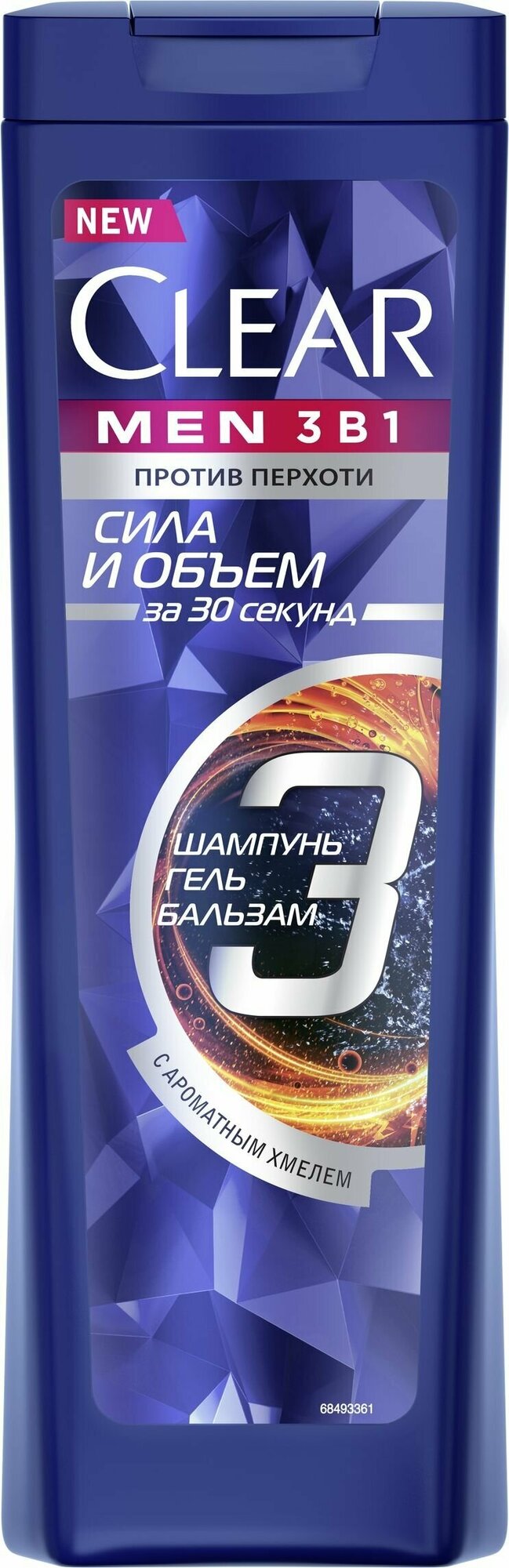 Clear MEN 3в1 Шампунь-бальзам, гель для душа Объем и сила с ароматным хмелем и цинком 400 мл