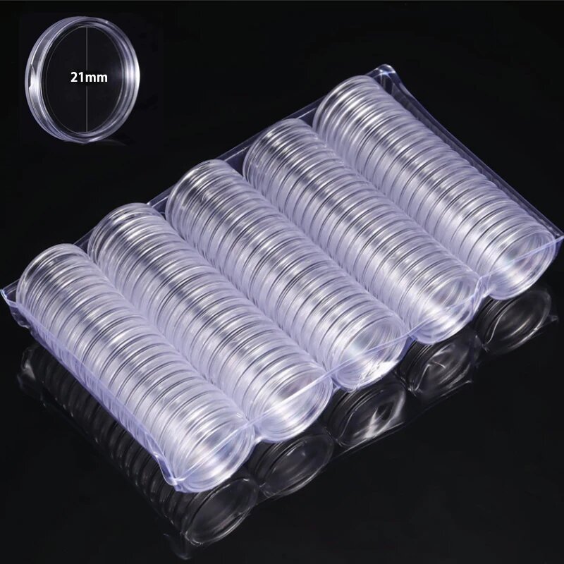 Прозрачный пластиковый держатель для чеканки 21mm x100pcs