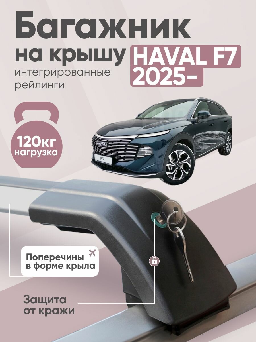 Багажник на крышу Хавал Ф7 2025 / HAVAL F7 II 2025- интегрированные рейлинги крыло Shark