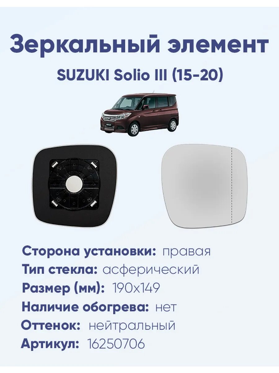 Зеркальный элемент правый SUZUKI Solio III (15-20)A89341605