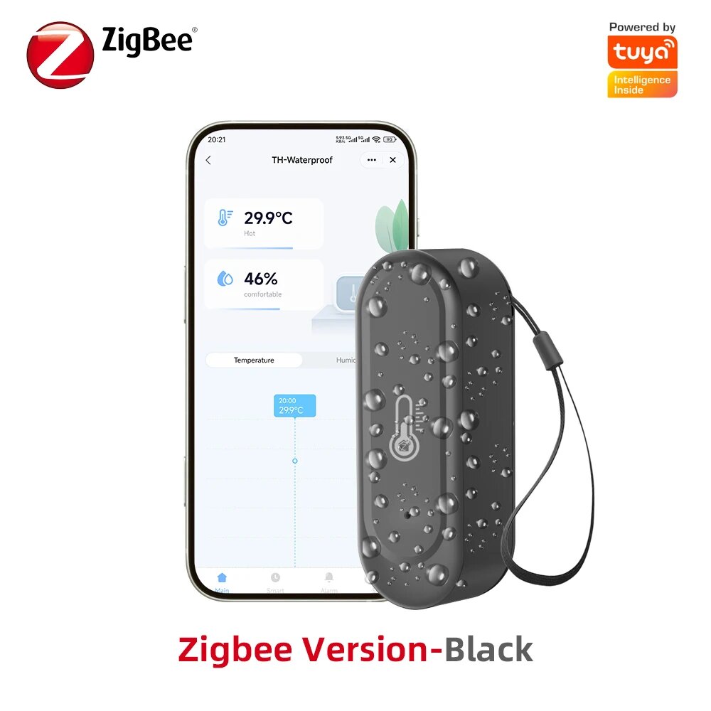 Датчик температуры и влажности Aessy Wi-Fi/Zigbee Black Zigbee