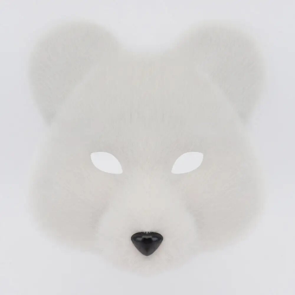 Плюшевая маска медведь коричневый черный Белый, белый