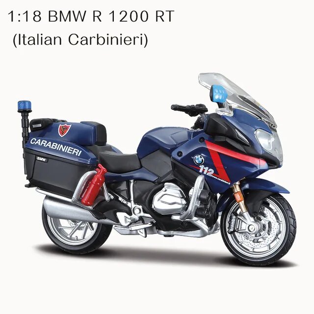 Полицейский мотоцикл BMW R1200RT Maisto 1/18, модель игрушечного автомобиля, внедорожный мотоцикл с амортизатором, игрушечный автомобиль