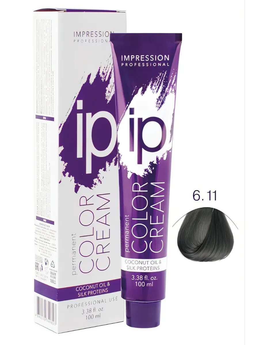 Стойкая крем-краска "Темный блонд интенс.-пепельный 6.11"