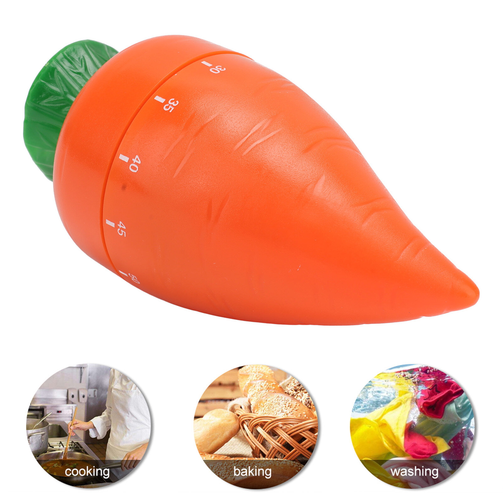 Cooking Timer Cute Carrot Shape Mechanical for Kitchen Reading Studying Exercise — фото 1