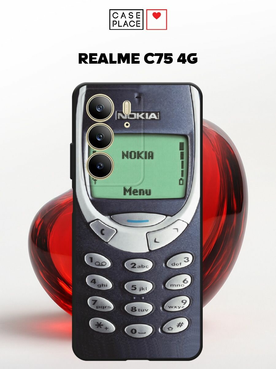 Черный матовый чехол на Realme C75 4G / Реалми C75 4G с принтом В виде Нокиа