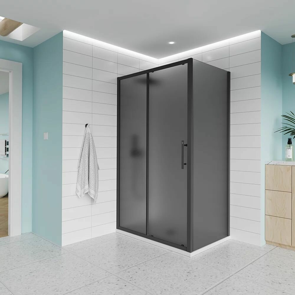 Душевой уголок Veconi Evo SP GR Grey, 150х120, стекло тоннированое матовое, профиль брашированный графит