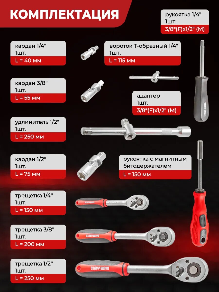 Набор инструментов для автомобиля 216 предметов