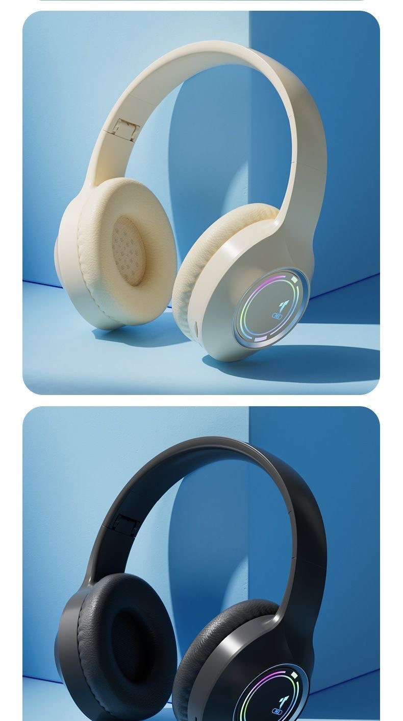 Новая беспроводная игровая светящаяся гарнитура Bluetooth headset со стереозвуком на голове, складная, черное