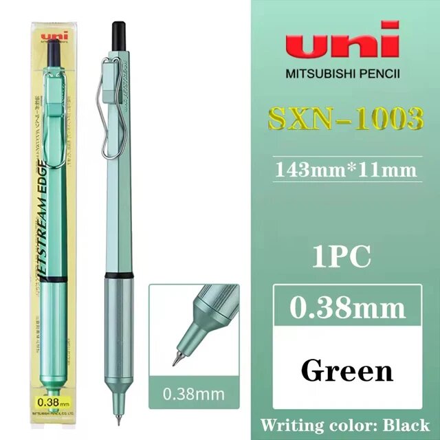 Ручка шариковая Uni Jetstream SXN-1003, 0.38 мм, зеленая, черная