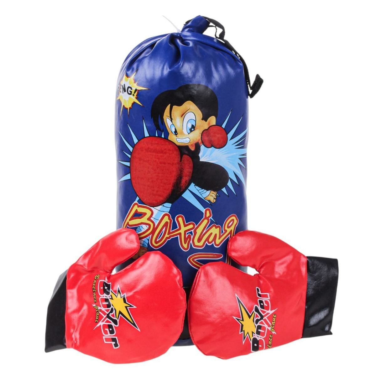 Боксерский набор для детей, груша 38см с перчатками, разноцветный принт