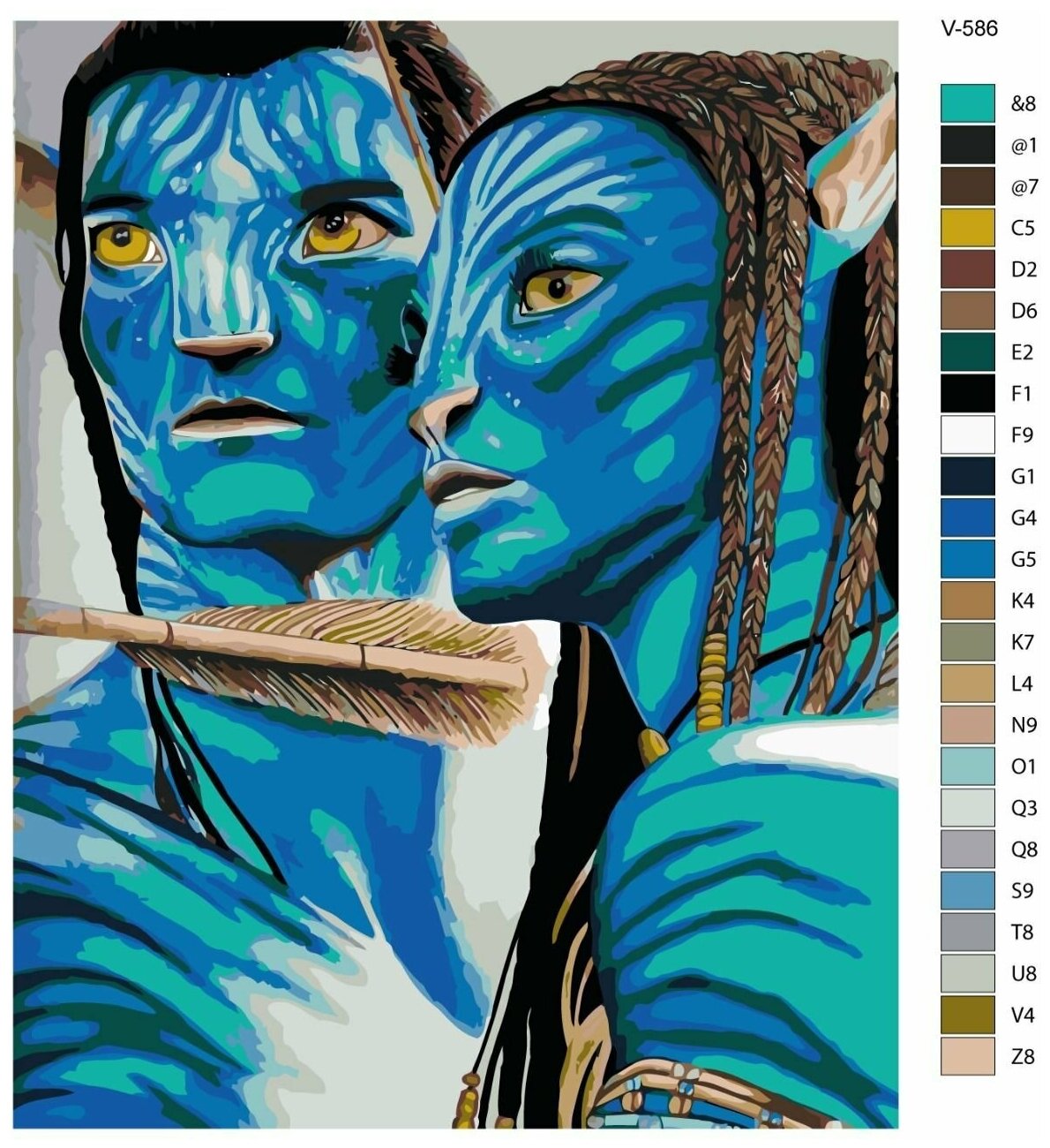 Картина по номерам V-586 "Аватар Джейк Салли и Нейтири", 40x50 см
