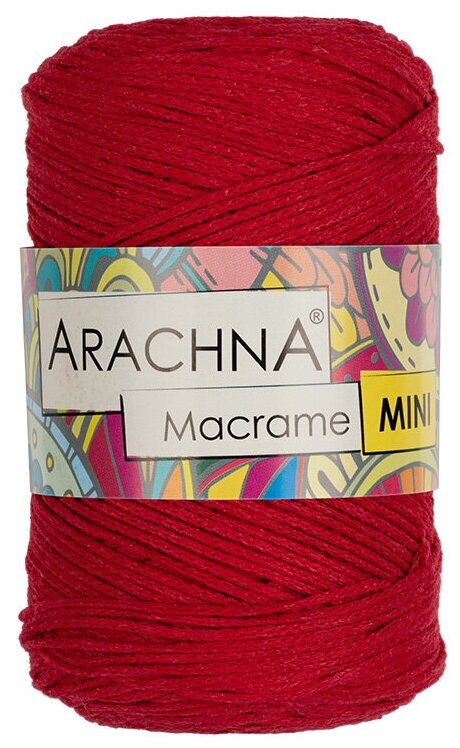 Пряжа ARACHNA "Macrame Mini" 4 шт. по 250 г 200 м 80% хлопок, 20% полиэстер №08 красный