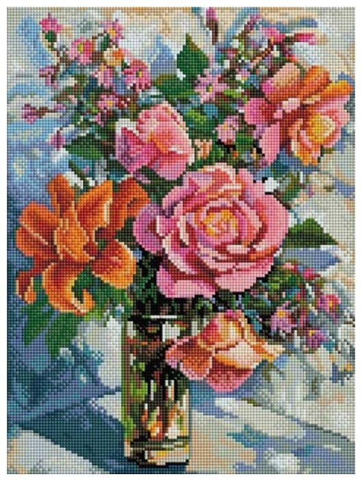 Алмазная вышивка Белоснежка "Натюрморт с розами", 40x30